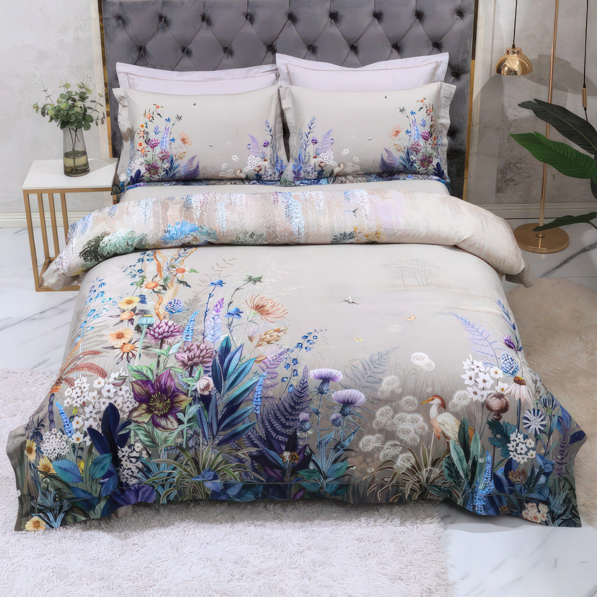 Luxury Purple Floral Bedding Set | Purple Flower Bedding